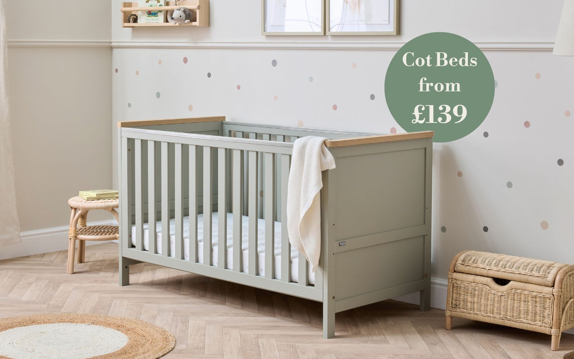 Cot/Cot Bed Waterproof Cotton Mattress Protector - Tutti Bambini